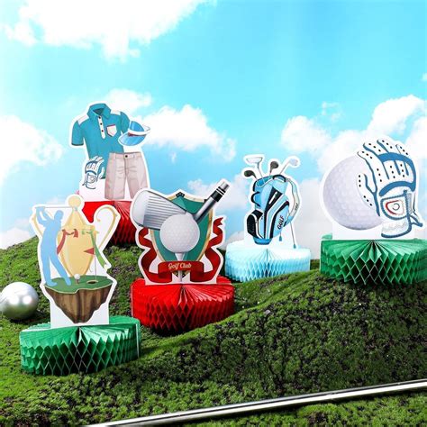 Thinkstar 9 Pieces Golf Party Decorations Golf Honeycomb Centerpieces