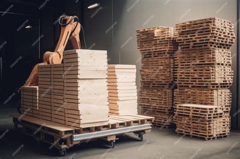 Premium Ai Image Palletizing Robot With Stack Of Wooden Crates Ready For Shipping Created With