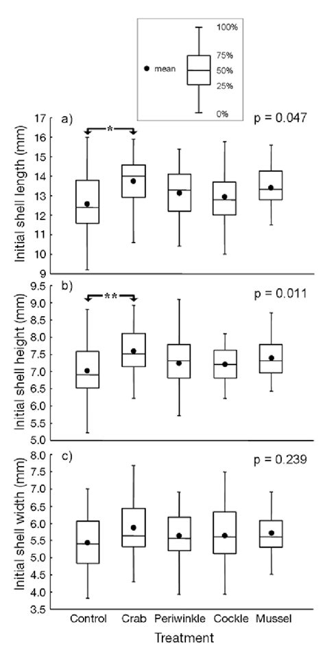 Mytilus Edulis Differences In Initial A Shell Length B Shell