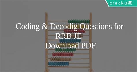 Coding And Decoding Questions For Rrb Je Pdf Cracku