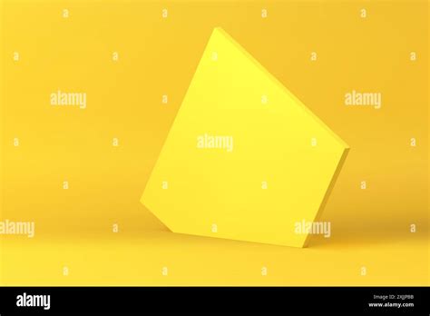 Yellow 3d Wall Pentagon Geometric Vertical Stand For Commercial Advertising Realistic Vector