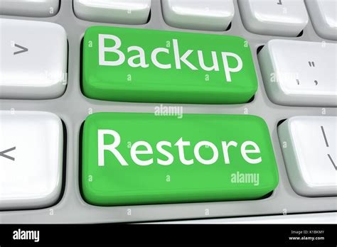 render illustration of computer keyboard with the print backup restore