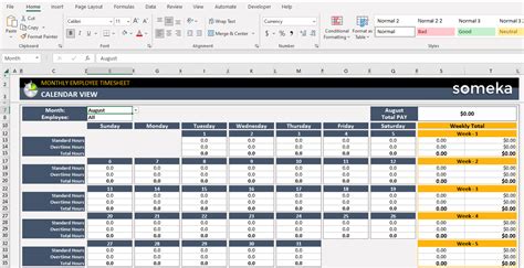 Employee Timesheet Excel Template