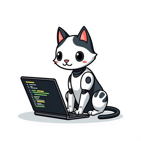 Cute Robotic Cat Coding Stable Diffusion Online