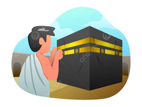이슬람 하지 순례자 Ihram 이슬람 남자 Kaaba Makkah Masjidil 하람 사우디 아라비아 앞에서기도 벡터 하지 이슬람교 기도하다 Png 일러스트 및
