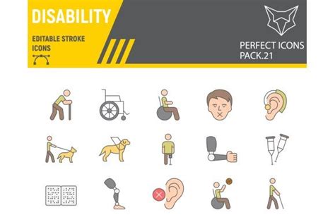 Disability Color Line Icon Set Graphic By Fox Design Creative Fabrica