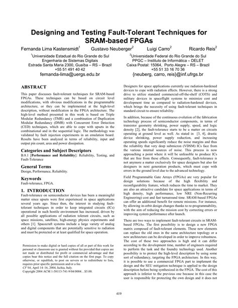pdf designing fault tolerant techniques for sram based fpgas