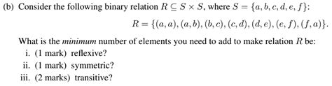 solved b consider the following binary relation rcs × s