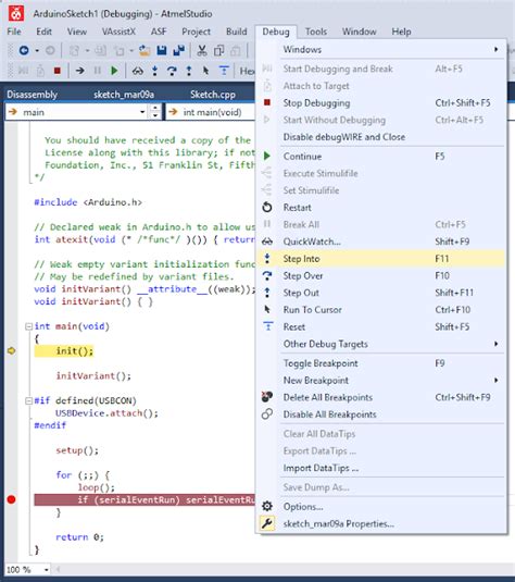 Single Step Debugging The Uno Atmega328 Aka Arduino Uno For The