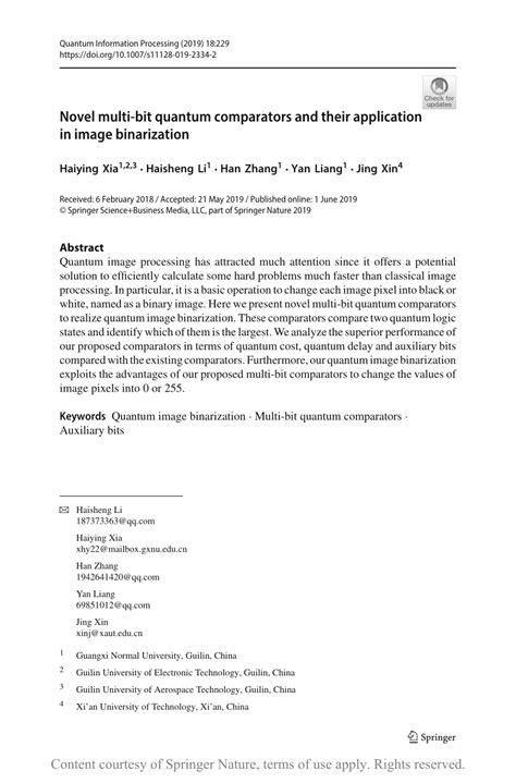 Novel Multi Bit Quantum Comparators And Their Application In Image