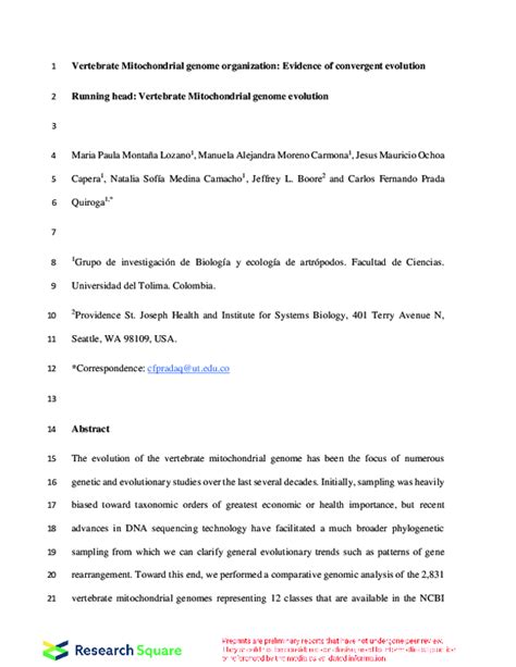 Pdf Vertebrate Mitochondrial Genome Organization Evidence Of Convergent Evolution