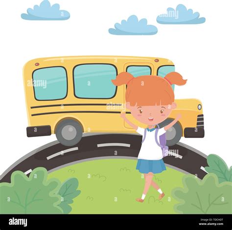 Babe Bus And Girl Design Education Lesson Study Learning Classroom And Information Theme