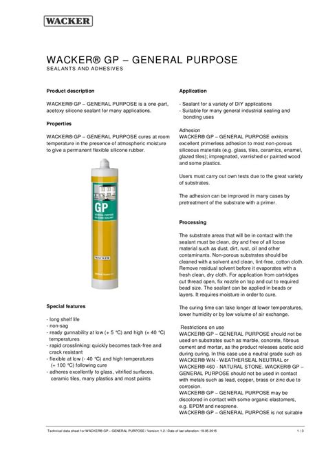 Silicone Sealant Datasheet
