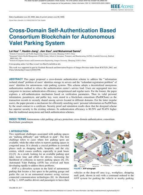 Pdf Cross Domain Self Authentication Based Consortium Blockchain For Autonomous Valet Parking