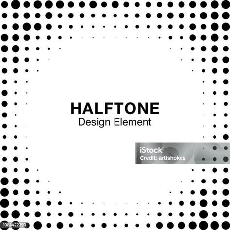 하프톤 원 점 프레임 배경입니다 무작위 하프톤 패턴을 사용 하 여 사각형 테두리입니다 벡터 일러스트입니다 검은색에 대한 스톡 벡터 아트 및 기타 이미지 Istock