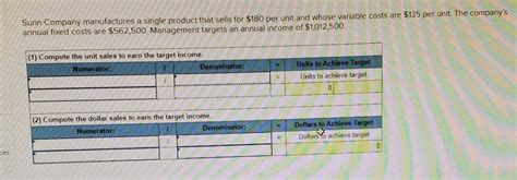 Answered Sunn Company Manufactures A Single Bartleby