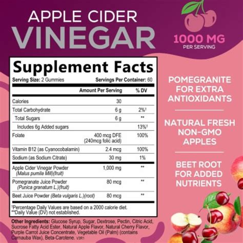 Vegan Apple Cider Vinegar Gummies Max Strength 1000mg Detox Cleanse