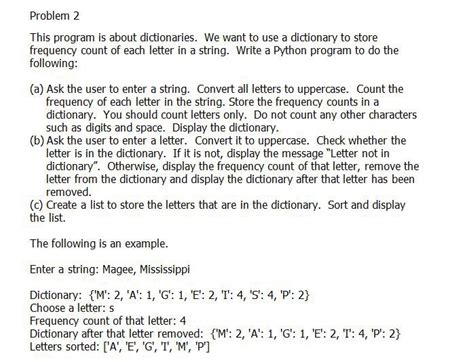 Solved Problem This Program Is About Dictionaries We Want Chegg