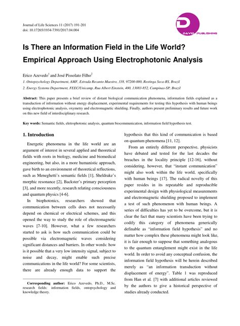 pdf is there an information field in the life world empirical