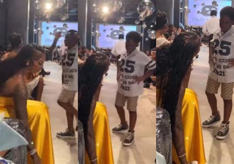 Moment Tiwa Savage Takes Off Her Slippers To Correct Son Jamil Publicly