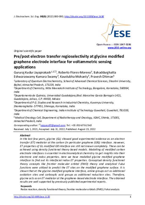 Pdf Pre Post Electron Transfer Regioselectivity At Glycine Modified