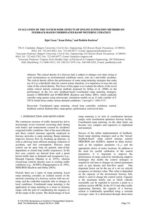 Pdf Evaluation Of The System Wide Effects Of Online Estimation