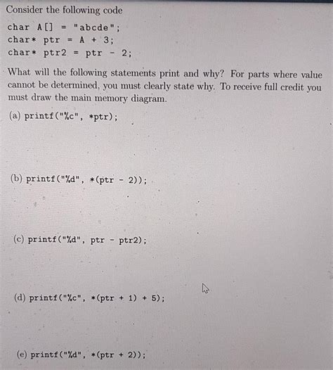 Solved 2 Consider The Following Code Char A Abcde