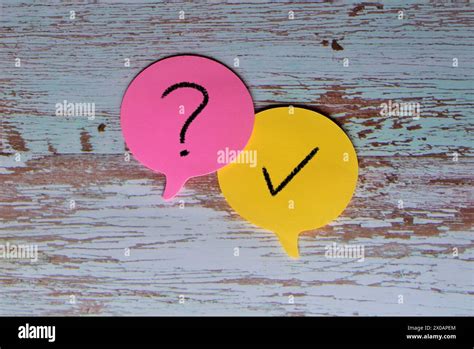 Speech Bubble With Question Mark And A Tick Icon Asking Question And Getting Answer Concept