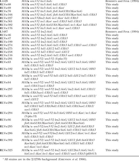 S Cerevisiae Strains Used In This Study A Strains Genotype Source And
