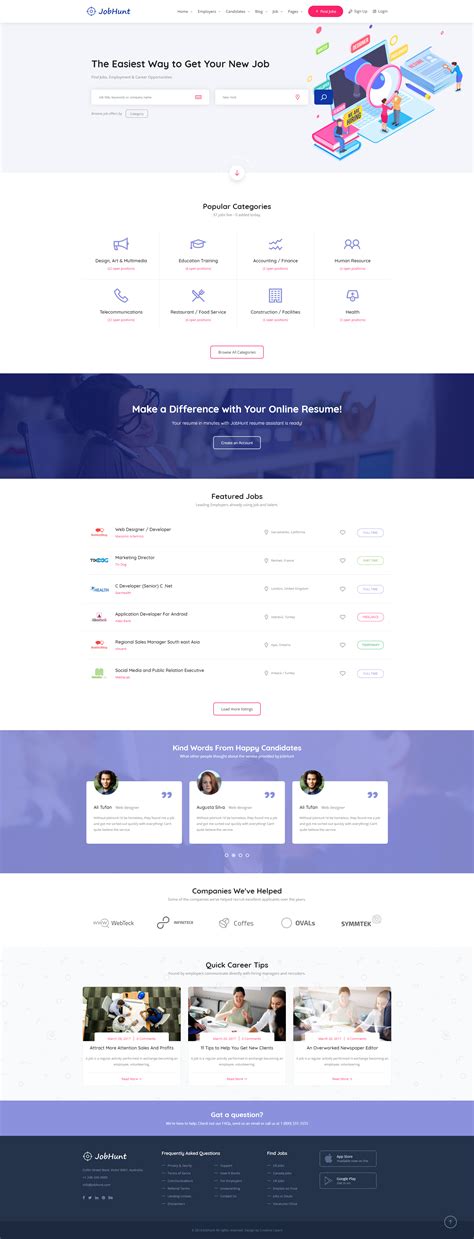 Jobhunt Job Board Html Template By Creativelayers Themeforest