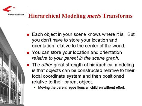 Transforms Hierarchical Modeling Scene Graphs Using Hierarchical Modeling
