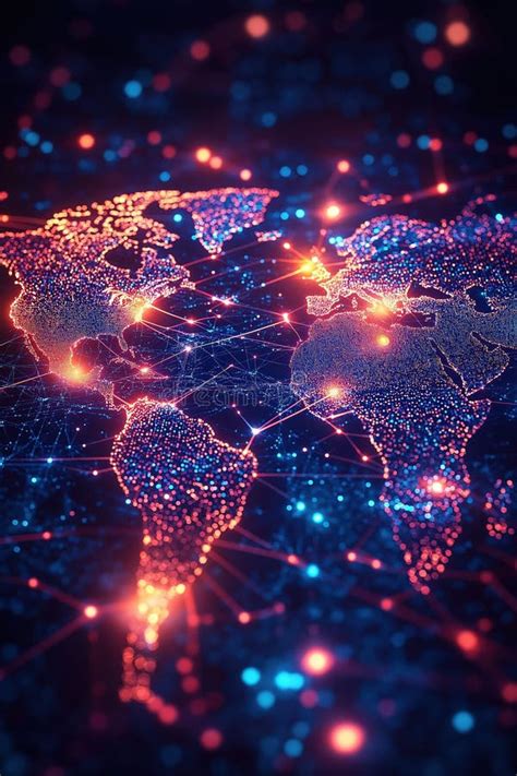 Global Network Growing And Connecting Continents With Lines And Nodes Stock Illustration
