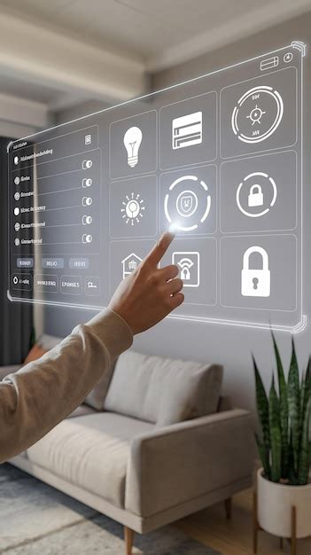 증강현실 개인 터치 버튼을 사용하는 스마트 홈 오토메이션 화면 프리미엄 Ai 생성 이미지