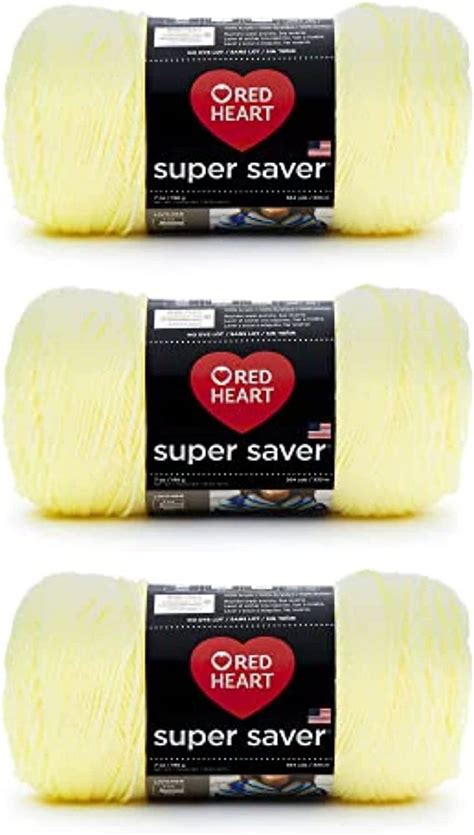 Red Heart Super Saver Pale Yellow Yarn 3 Pack Of 198g 7oz