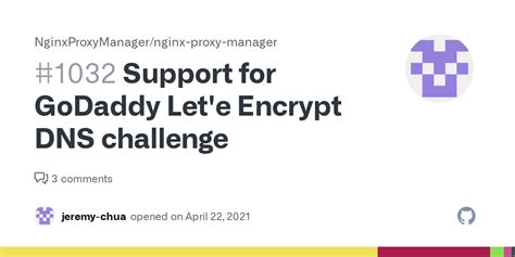 Support For Godaddy Lete Encrypt Dns Challenge · Issue 1032