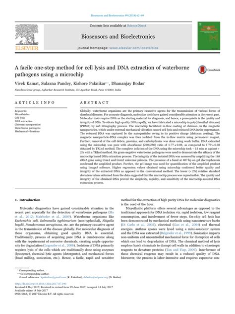 136 A Facile One Step Method For Cell Lysis And Dna Extraction Of Waterborne Pathogens Using A