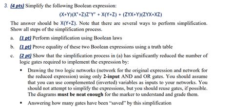 Solved A Pts Simplify The Following Boolean Chegg