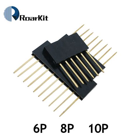 30pcs 2 54mm 6pin 8pin 10pin 10mm long needle female header strip