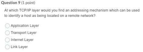 Solved Question Point At Which TCP IP Layer Would You Chegg