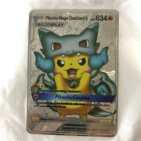 Pokemon Metal Cards Pikachu Cosplay Charizard Rayquaza Diamond Mega Diy