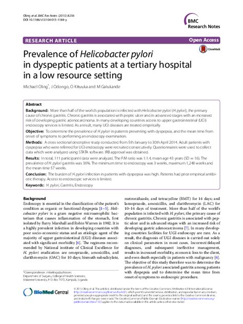 Pdf Reporting Of Helicobacter Pylori Associated Gastroduodenal Diseases A Clinicopathological
