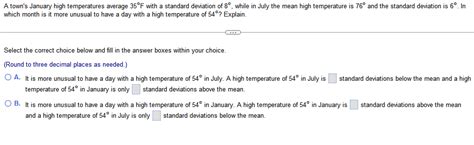 Solved A Town S January High Temperatures Average 35F With Chegg Com