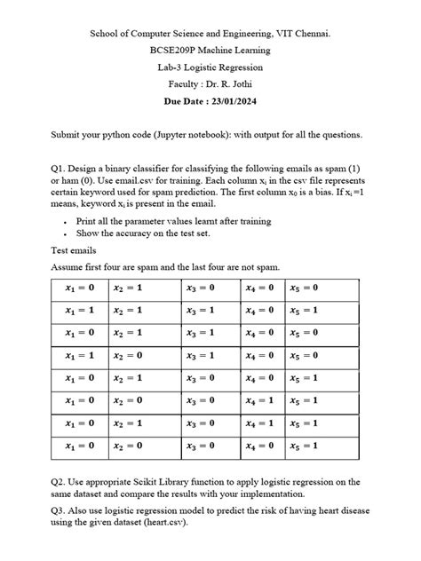 Lab Assignment 3 Logistic Regression Pdf Teaching Methods