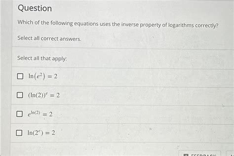Solved Questionwhich Of The Following Equations Uses The