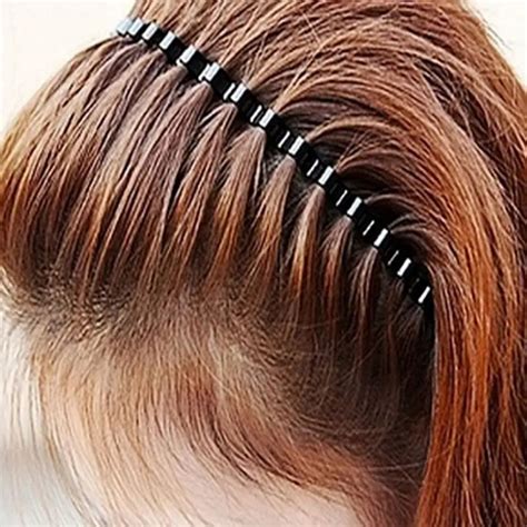 Unisex Black Wavy Hair Head Hoop Headband Metal Womens Barrette Headband Women Men Hairband On
