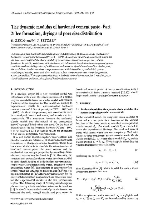 Pdf The Dyamic Modulus Of Hardened Cement Paste Part 2 Ice Formation Drying And Pore Size