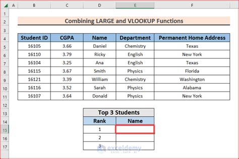 How To Use Large Function With Vlookup Function In Excel