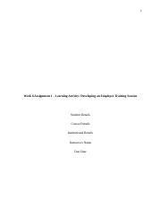 Week 6 Assignment 1 Edited 1 Docx 1 Week 6 Assignment 1 Learning Activity Developing An