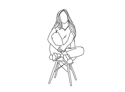Premium Vector Cute Girl Line Art Drawing