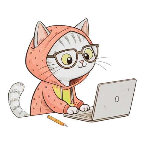 Cat Programmer Cartoon Cat Tech Icon 55171175 Png